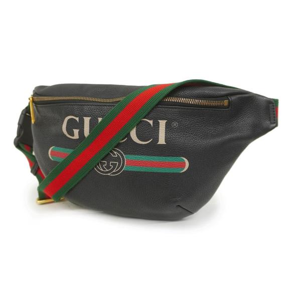 Gucci | Bags | Gucci Body Bag 5342 Leather Black Gold Hardware Mens ...